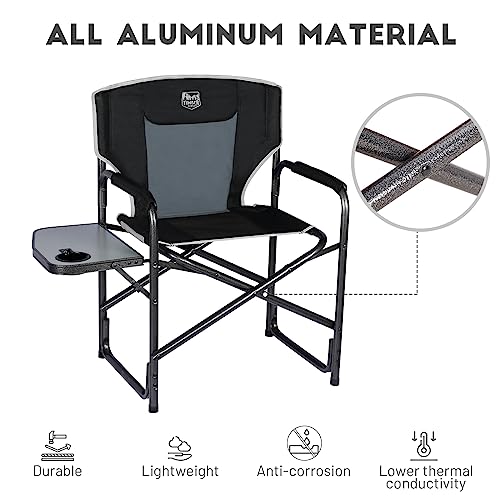 TIMBER RIDGE Lightweight Oversized Camping Chair, Portable Aluminum Directors Chair with Side Table for Outdoor Camping, Lawn, Picnic and Fishing, Supports 400lbs (Black) Ideal Gift