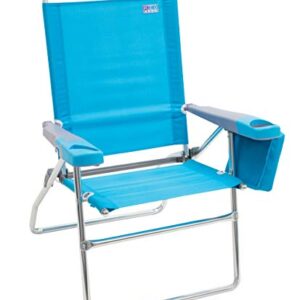 Rio Beach 17" Extended Height 4-Position Folding Beach Chair, Aluminum, Turquoise