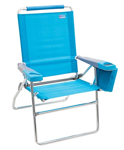 Rio Beach 17" Extended Height 4-Position Folding Beach Chair, Aluminum, Turquoise