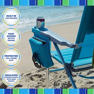 Rio Beach 17" Extended Height 4-Position Folding Beach Chair, Aluminum, Turquoise