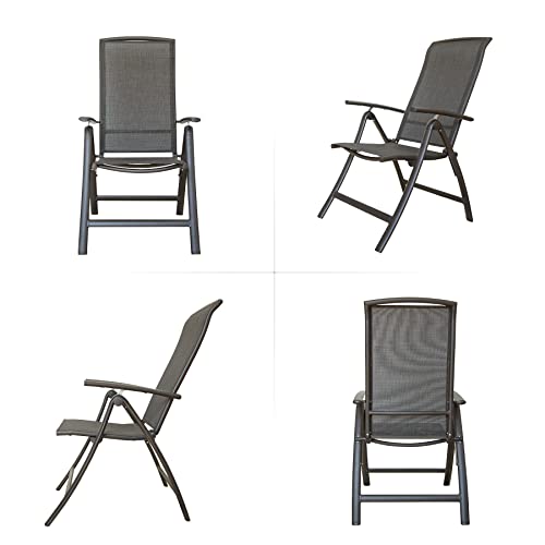 Domi Folding Patio Chairs Set of 2, Aluminium Frame Reclining Sling Lawn Chairs with Adjustable High Backrest, Patio Dining Chairs for Outdoor, Camping,Porch,Balcony(Textilene Fabric)