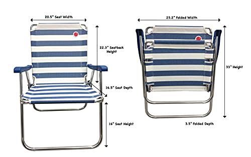 OmniCore Designs New Standard Folding Camp/Lawn Chair (2 Pack) - Blue/White