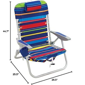 Rio Beach 4-Position Backpack Lace-Up Suspension Folding Beach Chair,Aluminum, Multi Stripe