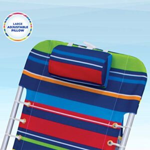 Rio Beach 4-Position Backpack Lace-Up Suspension Folding Beach Chair,Aluminum, Multi Stripe