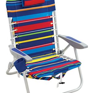 Rio Beach 4-Position Backpack Lace-Up Suspension Folding Beach Chair,Aluminum, Multi Stripe