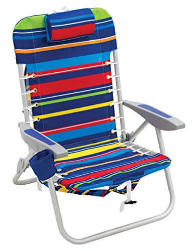 Rio Beach 4-Position Backpack Lace-Up Suspension Folding Beach Chair,Aluminum, Multi Stripe