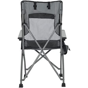 TIMBER RIDGE Aluminum Collapsible High Back Chair with Organizer Cup Holder Headrest Heavy Duty 300 lbs for Adults, Ideal for Outdoor Beach Fishing Lawn, Gray