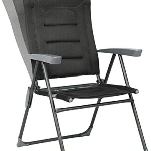 TIMBER RIDGE Foldable Lawn 7-Level Adjustable High Back for Adults Lightweight Aluminum Padded Outdoor Chair, Heavy Duty Supports 300 LBS, Black-1 Pack