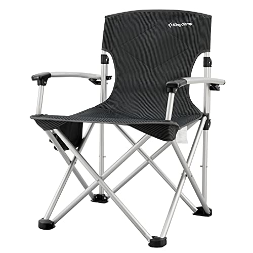 KingCamp Folding Lightweight Camping Chairs Aluminum Hard Armrest with Cup Holder, Portable Padded Deluxe Chair with Carry Bag, Heavy Duty Supports 300 lbs for Outdoor, Sports, Lawn, Fishing