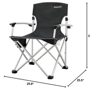 KingCamp Folding Lightweight Camping Chairs Aluminum Hard Armrest with Cup Holder, Portable Padded Deluxe Chair with Carry Bag, Heavy Duty Supports 300 lbs for Outdoor, Sports, Lawn, Fishing