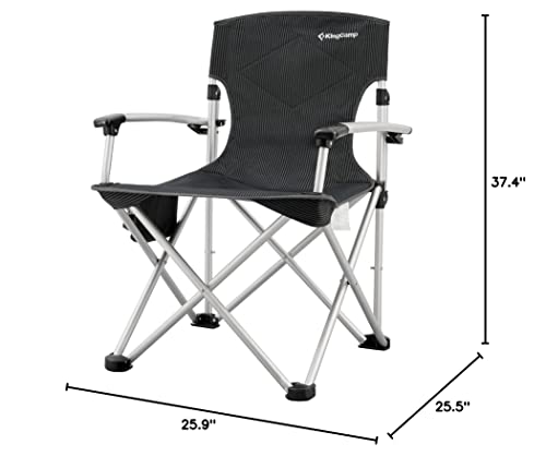 KingCamp Folding Lightweight Camping Chairs Aluminum Hard Armrest with Cup Holder, Portable Padded Deluxe Chair with Carry Bag, Heavy Duty Supports 300 lbs for Outdoor, Sports, Lawn, Fishing