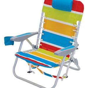 Rio Beach 4-Position Backpack Lace-Up Suspension Folding Beach Chair,Aluminum, Bright Stripe