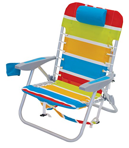 Rio Beach 4-Position Backpack Lace-Up Suspension Folding Beach Chair,Aluminum, Bright Stripe