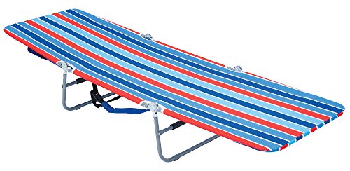 Rio Beach Portable Folding Backpack Beach Lounge Chair with Backpack Straps and Storage Pouch , Blue and Red, 8.5 lbs