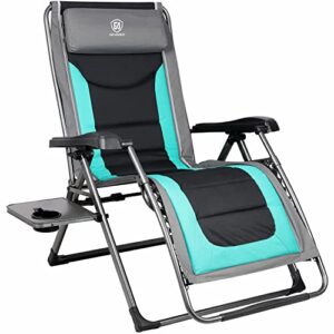 ever advanced oversize xl zero gravity recliner padded patio lounger chair with adjustable headrest support 350lbs (green)