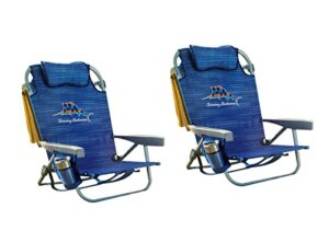 tommy bahama backpack beach chair 2 pack (sailfish and palms), aluminum, multicolor