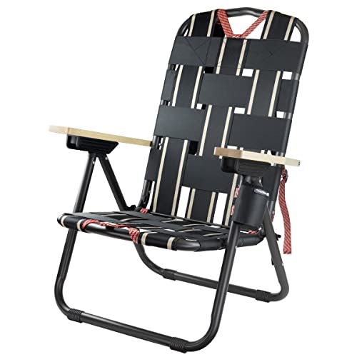 CleverMade Sequoia Folding Backpack Chair; 5 Recline Position Chair Great for Beach, Camping, and Picnics; Made From Recycled Materials, Black Obsidian