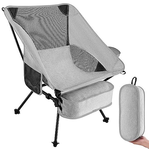 LLCJYYCY Camping Chairs Ultralight Outdoor Folding Chair Compact Portable Backpack Chairs for Outside Lawn Beach Comfort 900D Fabric Aluminum Frame Heavy Duty 350 lbs - 1pc Grey