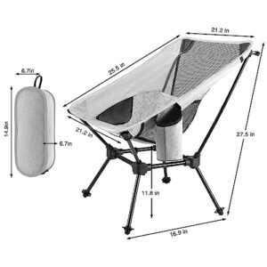 LLCJYYCY Camping Chairs Ultralight Outdoor Folding Chair Compact Portable Backpack Chairs for Outside Lawn Beach Comfort 900D Fabric Aluminum Frame Heavy Duty 350 lbs - 1pc Grey