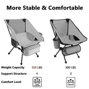 LLCJYYCY Camping Chairs Ultralight Outdoor Folding Chair Compact Portable Backpack Chairs for Outside Lawn Beach Comfort 900D Fabric Aluminum Frame Heavy Duty 350 lbs - 1pc Grey