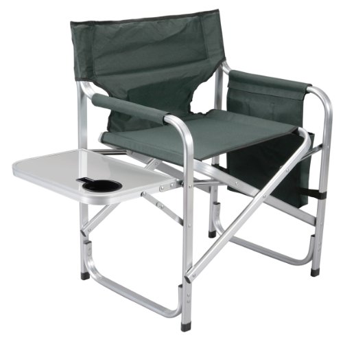 Faulkner Aluminum Director Chair with Folding Tray and Cup Holder, Green