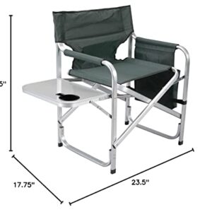 Faulkner Aluminum Director Chair with Folding Tray and Cup Holder, Green