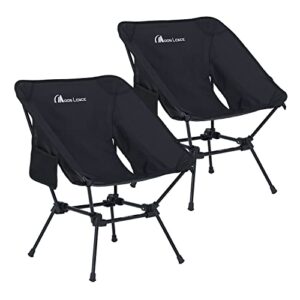 moon lence camping chairs 2 pack, compact backpacking chairs, portable folding chairs with side pockets lightweight heavy duty for camping backpacking hiking