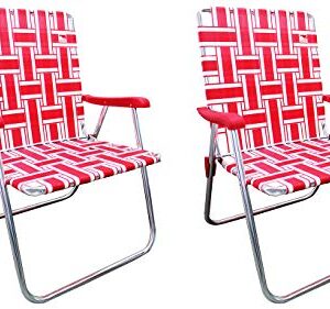 Outdoor Spectator (2-Pack Classic Reinforced Aluminum Webbed Folding Lawn/Camp Chair (Red)