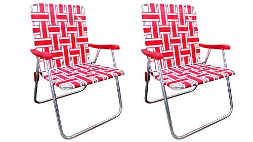 Outdoor Spectator (2-Pack Classic Reinforced Aluminum Webbed Folding Lawn/Camp Chair (Red)