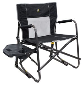 gci outdoor freestyle rocker xl portable folding rocking chair, outdoor camping chair with side table, aluminum