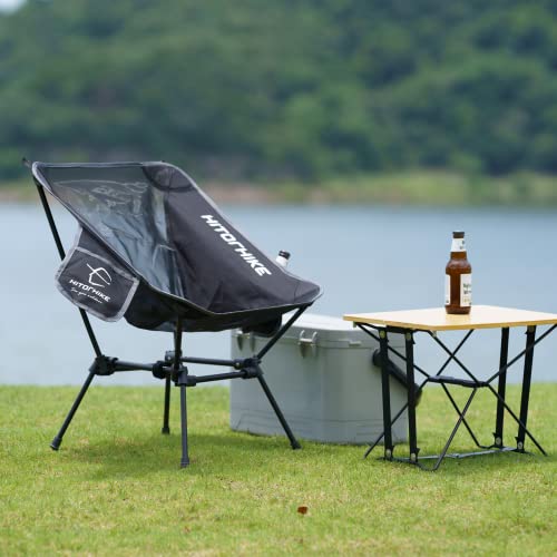 HITORHIKE Camping Chair Backpack Camping Folding Chair Breathable Mesh Structure Aluminum Frame with 2 Side Pockets Camping Chair Compact Ultralight Carrying Bag (Dark Black 2PCS)