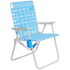 SUNNYFEEL Tall Folding Lawn Beach Chair Lightweight, Portable Sand Chair for Adults Heavy Duty 300 LBS with Cup Holders, Foldable Camping Lawn Chairs for Camp/Outdoor/Travel/Picnic/Concert/Sports