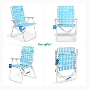 SUNNYFEEL Tall Folding Lawn Beach Chair Lightweight, Portable Sand Chair for Adults Heavy Duty 300 LBS with Cup Holders, Foldable Camping Lawn Chairs for Camp/Outdoor/Travel/Picnic/Concert/Sports