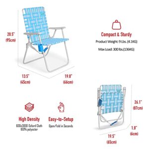 SUNNYFEEL Tall Folding Lawn Beach Chair Lightweight, Portable Sand Chair for Adults Heavy Duty 300 LBS with Cup Holders, Foldable Camping Lawn Chairs for Camp/Outdoor/Travel/Picnic/Concert/Sports