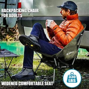 HOMFUL 2 Pack Widened Camping Chair Ultra Light Portable Folding Backpacking Chair with Side Pockets Breathable Mesh Structure Aluminum Frame with Carrying Bag for Outdoors,Camping,Hiking,Beach,Picnic