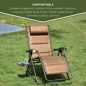 TIMBER RIDGE Zero Gravity Chairs, Folding Recliner Chair Padded with Cup Holder and Headrest, Adjustable Lounge Reclining Chair for Outdoor Camping Lawn Patio Indoor, Supports 350lbs, Brown