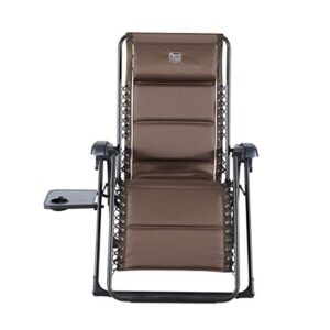 TIMBER RIDGE Zero Gravity Chairs, Folding Recliner Chair Padded with Cup Holder and Headrest, Adjustable Lounge Reclining Chair for Outdoor Camping Lawn Patio Indoor, Supports 350lbs, Brown