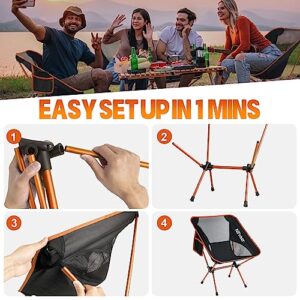 Nirvaer Camping Chairs, Ultralight Folding Camping Chairs, Compact Backpacking Portable Chair, for Hiking, Beach, Fishing, Outdoor Camp, Travel (Orange)