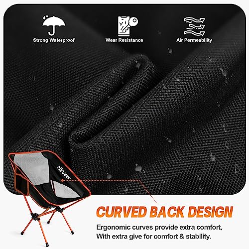 Nirvaer Camping Chairs, Ultralight Folding Camping Chairs, Compact Backpacking Portable Chair, for Hiking, Beach, Fishing, Outdoor Camp, Travel (Orange)