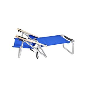 Deluxe 5 Reclining Positions Lay Flat Beach Chair for Adults with Drink Holder, Aluminum Lightweight Folding for Low Sand Chairs, 250 lb Load Capacity