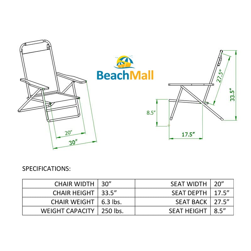 Deluxe 5 Reclining Positions Lay Flat Beach Chair for Adults with Drink Holder, Aluminum Lightweight Folding for Low Sand Chairs, 250 lb Load Capacity