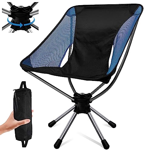 RODANNY Camping Chairs, 360°Degree Swivel Hunting Chair，Lightweight Portable Folding Camping Chairs for Adults, Foldable Outdoor Chairs for Travel Camping Hiking Fishing Beach,Supports 330Lbs