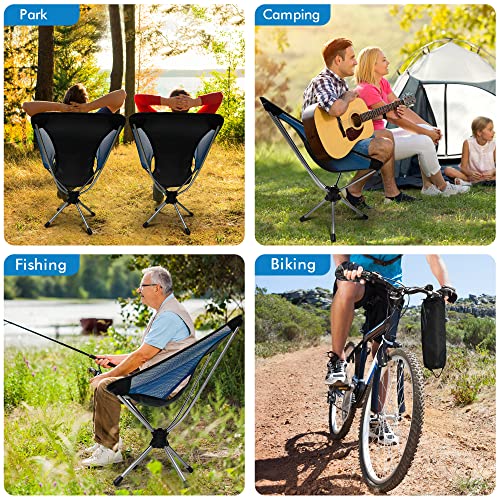 RODANNY Camping Chairs, 360°Degree Swivel Hunting Chair，Lightweight Portable Folding Camping Chairs for Adults, Foldable Outdoor Chairs for Travel Camping Hiking Fishing Beach,Supports 330Lbs