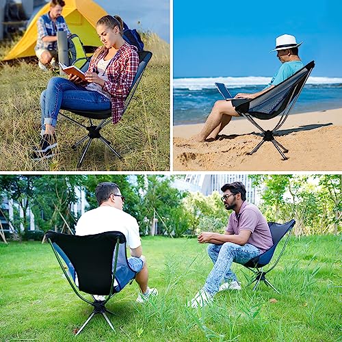 RODANNY Camping Chairs, 360°Degree Swivel Hunting Chair，Lightweight Portable Folding Camping Chairs for Adults, Foldable Outdoor Chairs for Travel Camping Hiking Fishing Beach,Supports 330Lbs