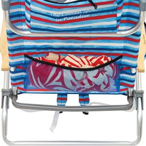 Tommy Bahama 5-Position Classic Lay Flat Folding Backpack Beach Chair, Aluminum , Red, White, and Blue Stripe