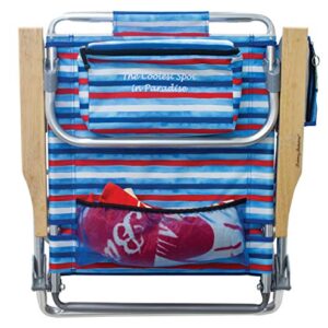 Tommy Bahama 5-Position Classic Lay Flat Folding Backpack Beach Chair, Aluminum , Red, White, and Blue Stripe