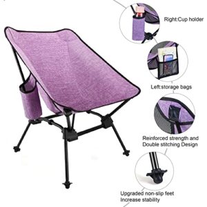 LLCJYYCY Camping Chairs Ultralight Outdoor Folding Chair Compact Portable Backpack Chairs for Outside Lawn Beach Comfort Fabric Aluminum Frame Heavy Duty - 1pc Grey & Purple