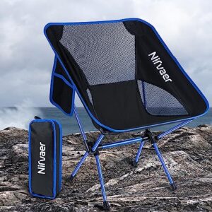 nirvaer camping chairs, ultralight folding camping chairs, compact backpacking portable chair, for hiking, beach, fishing, outdoor camp, travel (blue)