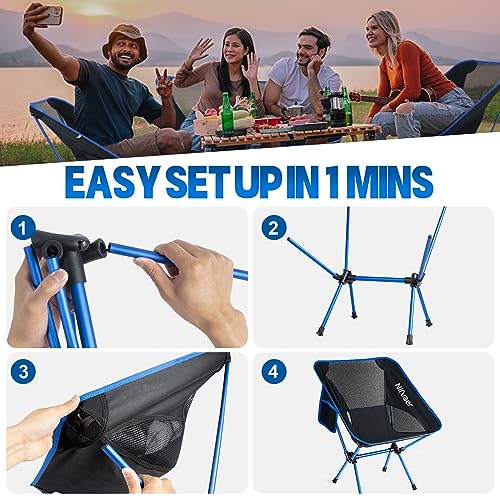 Nirvaer Camping Chairs, Ultralight Folding Camping Chairs, Compact Backpacking Portable Chair, for Hiking, Beach, Fishing, Outdoor Camp, Travel (Blue)