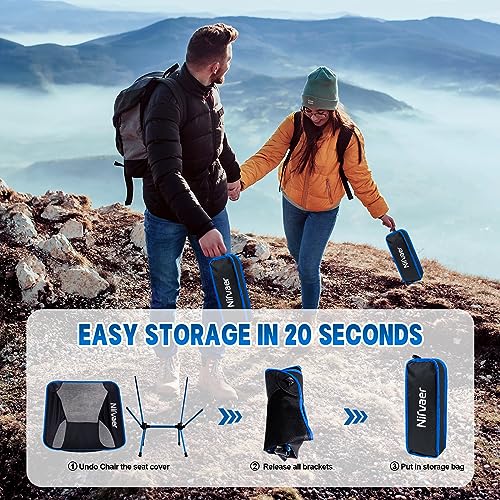 Nirvaer Camping Chairs, Ultralight Folding Camping Chairs, Compact Backpacking Portable Chair, for Hiking, Beach, Fishing, Outdoor Camp, Travel (Blue)